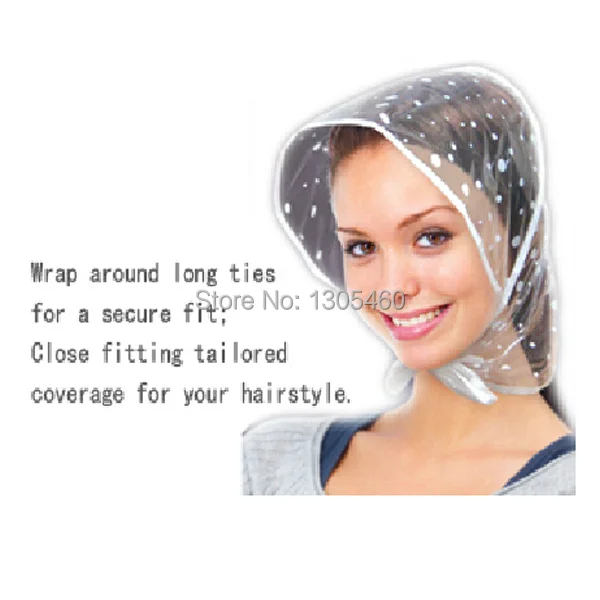 3 Pcs Reusable Women Plastic Rain Hat White Clear Dot Waterproof ...