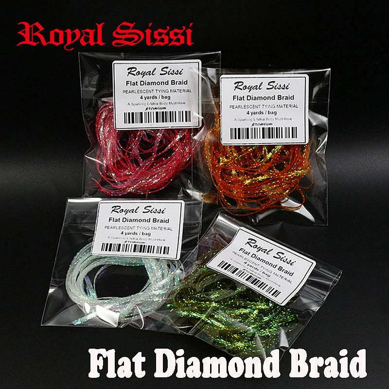 5packs Set 4yards/pack Fly Tying Dyed Pearl Braided Lace Flat Diamond ...