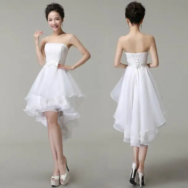 2017 New Arrived Elegant Strapless A Line Chiffon Short Front Long Back ...