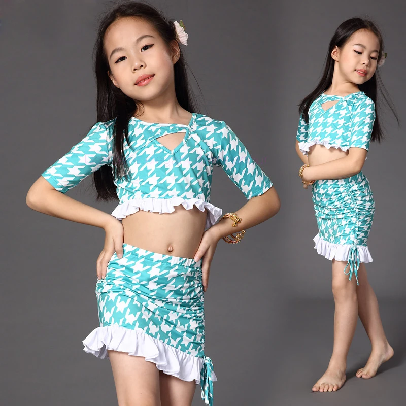 New Gilrs Lace Belly Dance Set Girls Vest Top2gloveslong Skirt 4pcs Belly Dance Set For