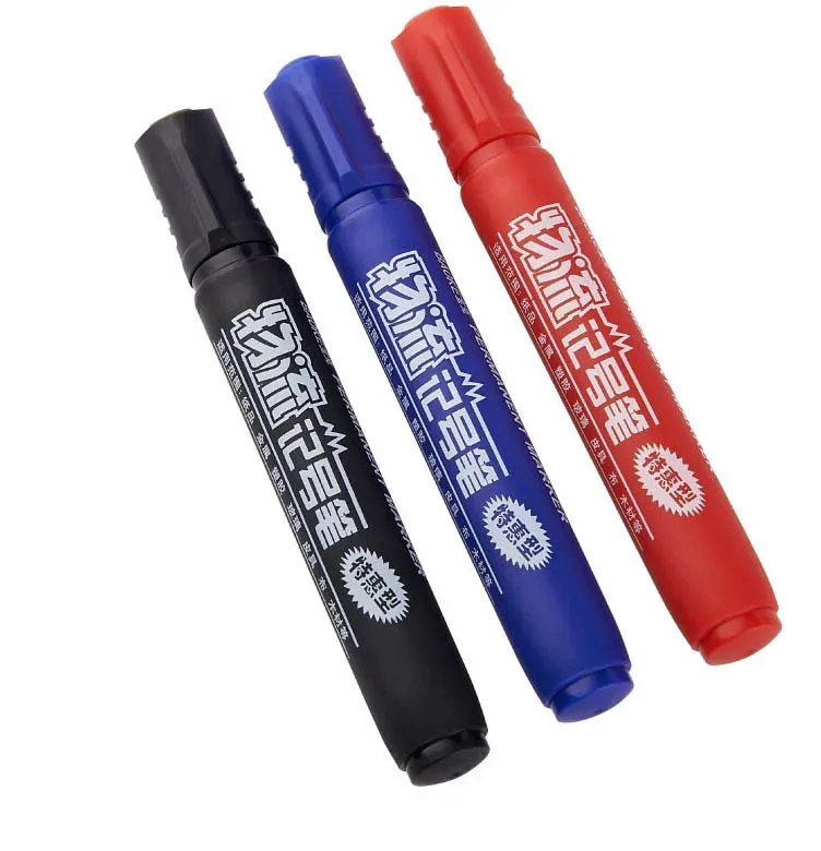 Permanent Marker 12 pens/box, red&blue&black, round tip, for logistics ...