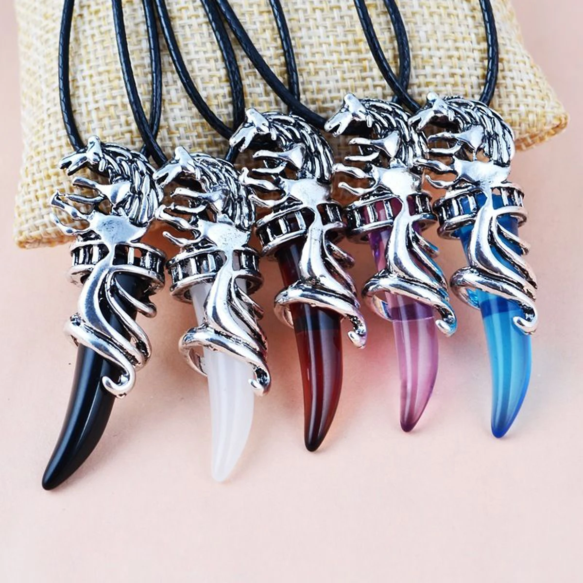 Men Antique Tribal Stark Wolf Fang Tooth Pendant Necklace Vintage Wolf ...