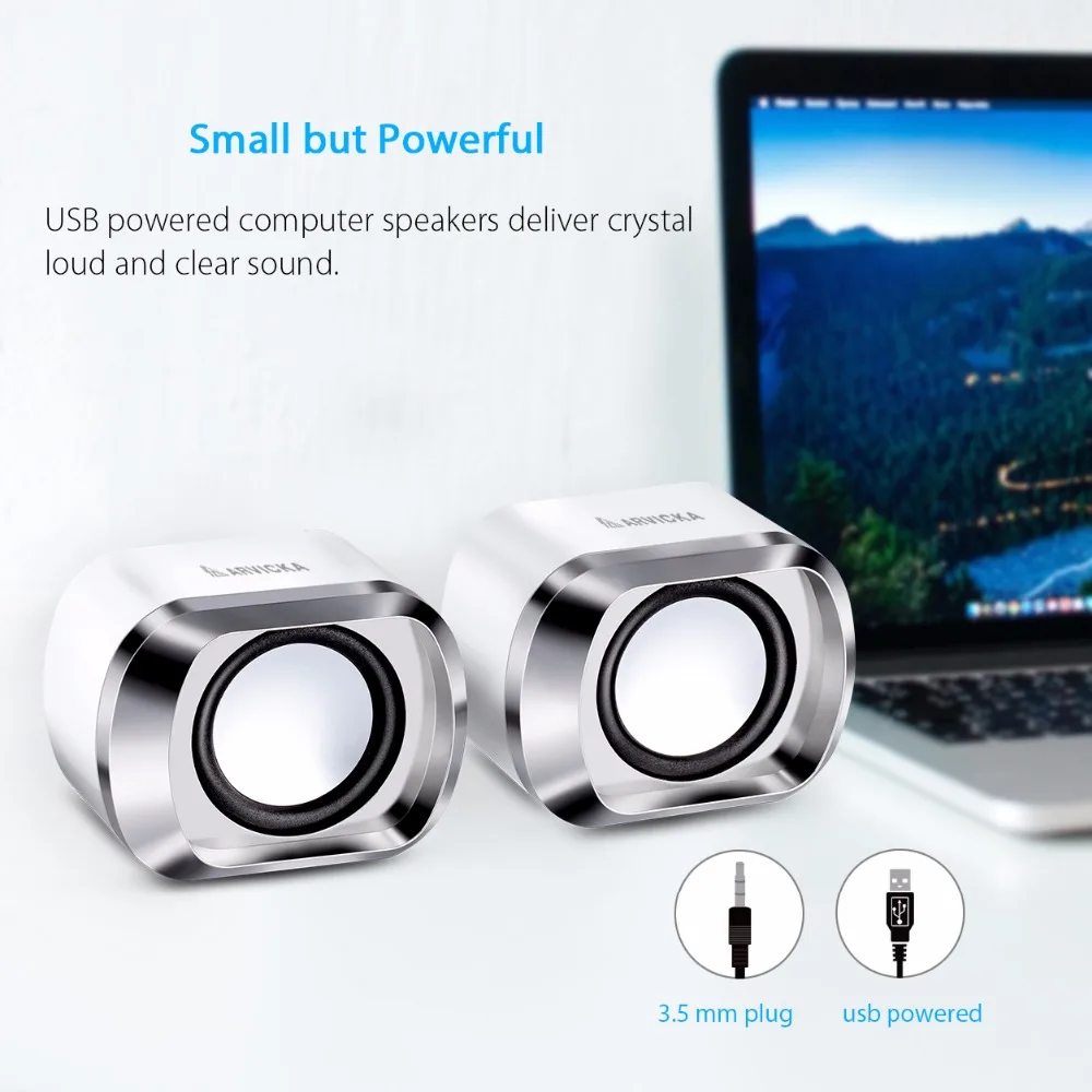 ARVICKA USB 2.0 Notebook Speakers Wired Stereo Mini Computer Speaker ...