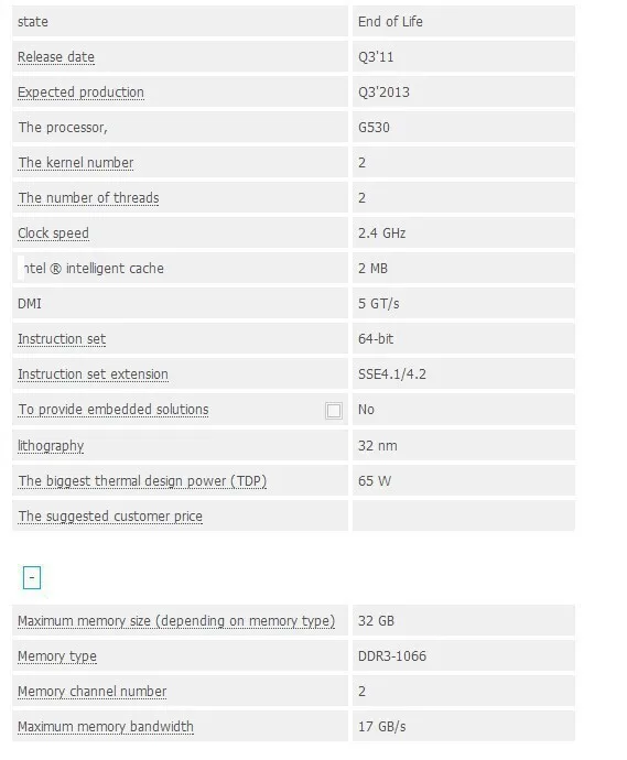 Original G530 CPU Processor Celeron G530 2M Cache, 2.40 GHz LGA 1155 ...