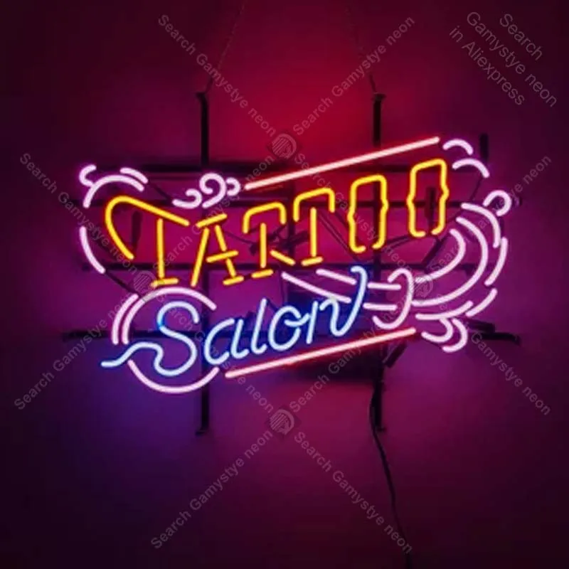 24"x18" Real Glass Neon Light Sign Vintage Tattoo Salon Large Shop ...