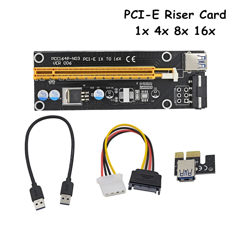 6 Sets 60CM USB 3.0 PCI E Riser 1X to 16X PCI Express Riser Card ...