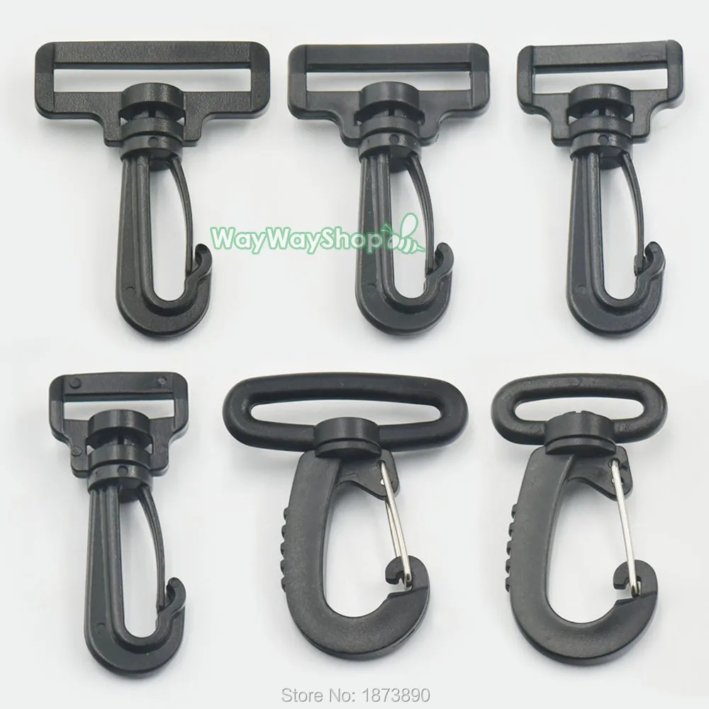30 PCS Black swivel J snap hook Plastic rocker Strap Webbing 6 Style ...