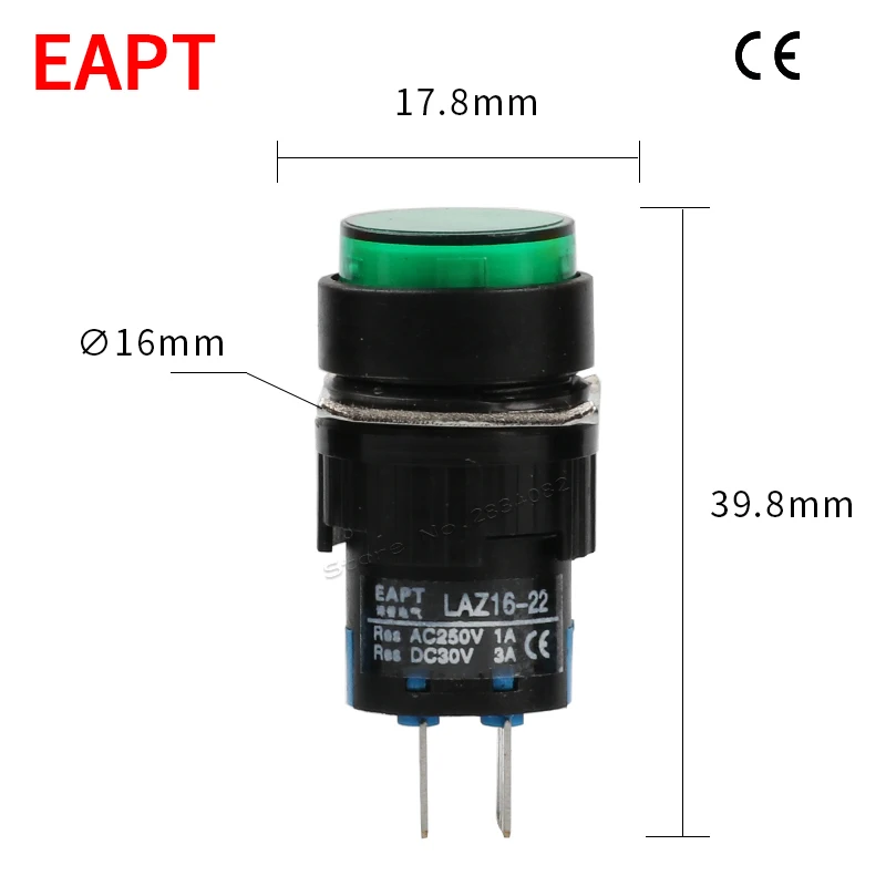 16mm maintained round push button switch 2NO2NC self lock fix latching ...