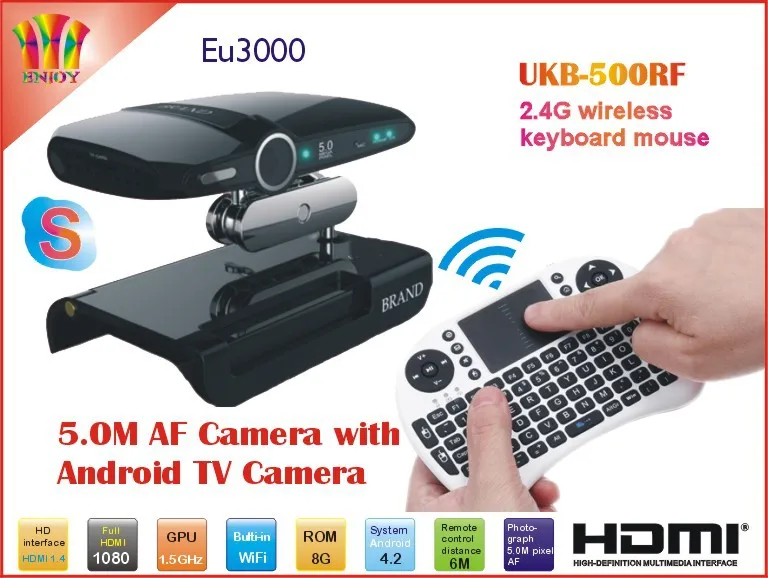 New! 5.0MP and Mic Android TV camera HDMI 1080P 1GB/8GB android 4.2 ...