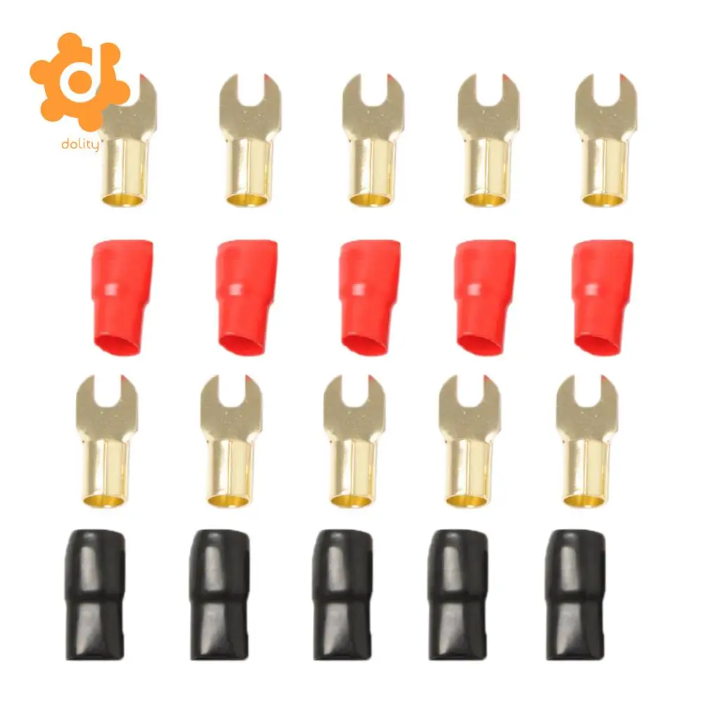 Dolity 5 Pairs 4 Awg Car Audio Power Ground Wire Fork Terminal