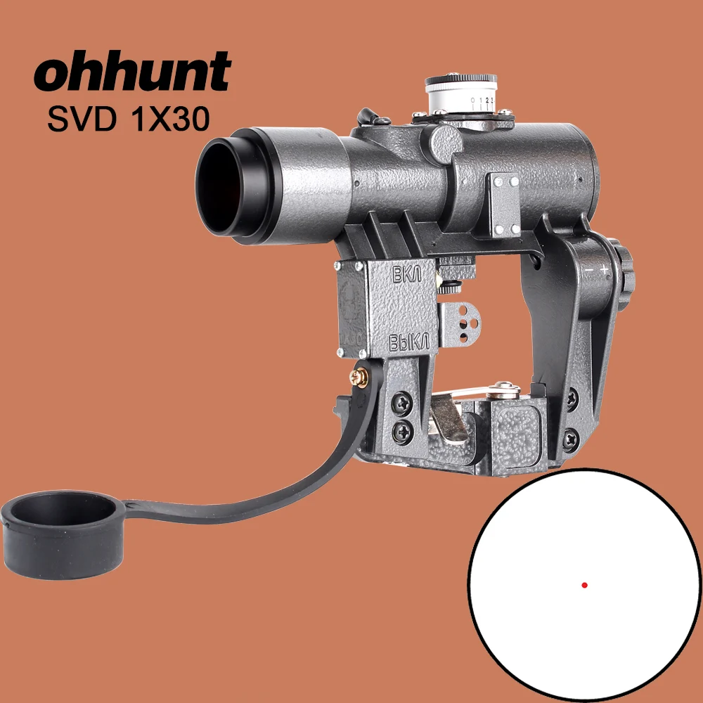 ohhunt Compact Dragunov 1X30 SVD Red Illuminated Hunting Riflescope ...
