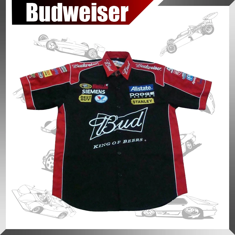 F1 racing men's black sport short sleeves shirts.Cotton embroidery Free ...