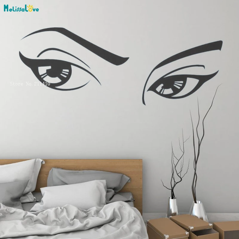 Simple-Lines-Eyes-Wall-Decal-Vinyl-Stickers-Sexy-Girl-Eyelashes-Home ...