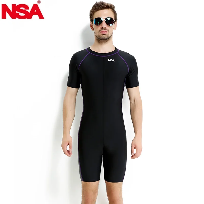 NSA Swimwear Arena Men Short Sleeve Swimsuit One Piece Plus Size ...