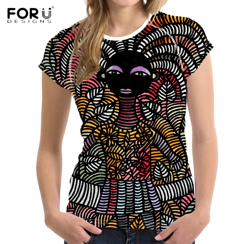 FORUDESIGNS Vintage African Tribes Pattern Woman's Summer T Shirts ...