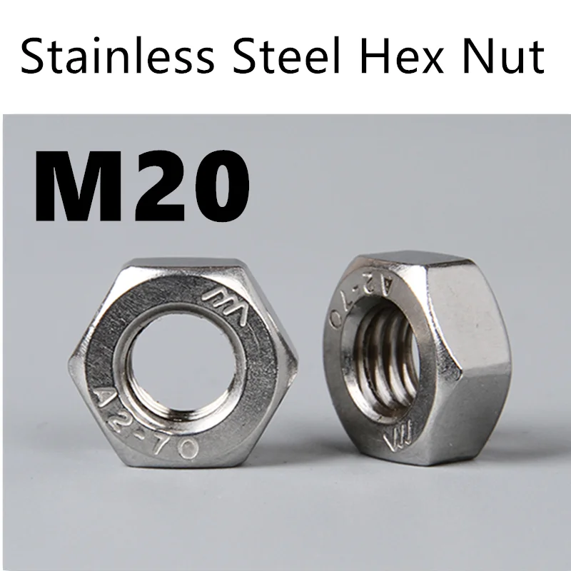 Free Shipping 10pcs/Lot Metric Thread DIN934 M20 304 Stainless Steel ...