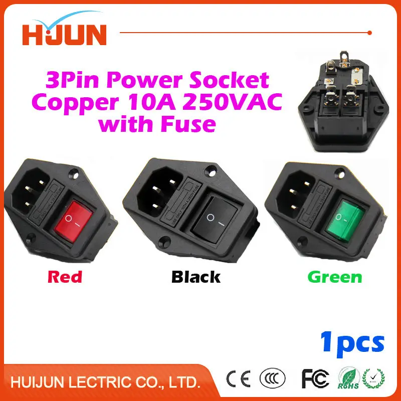 1Pcs-High-Quality-3-Pin-Safe-Male-Power-Socket-Copper-with-Fuse-Switch ...