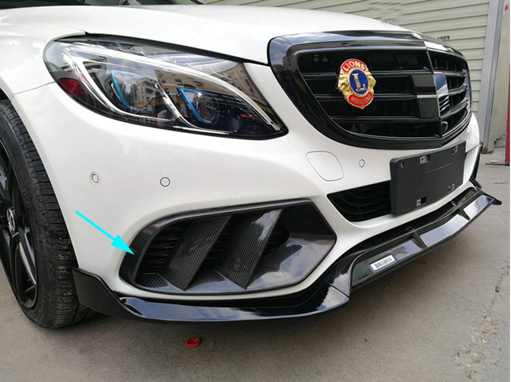 C Class Carbon Fiber Front Bumper Air Vent Outlet Cover Trim Mesh Grill ...