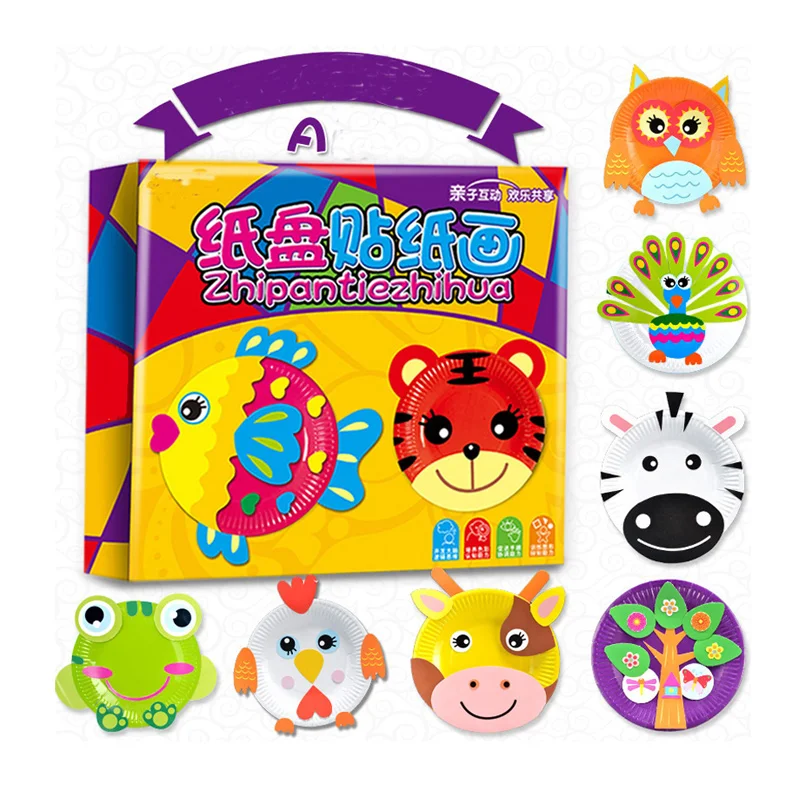 10pcs/set Children Handmade Paper Tray Painting Cartoon Cardboard ...