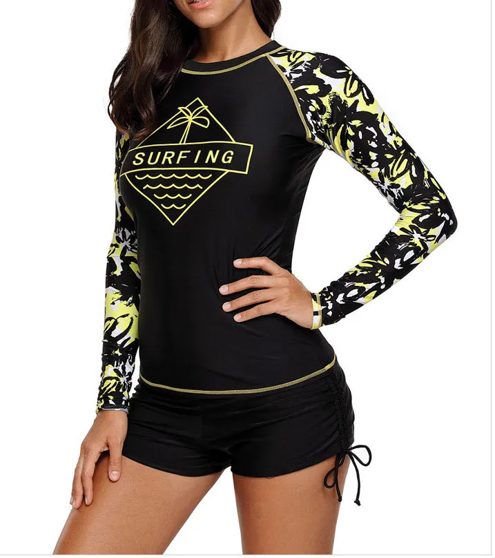 Womens Long Sleeve Rash Guard Swimwear For Women One Piece Swimsuit Sun