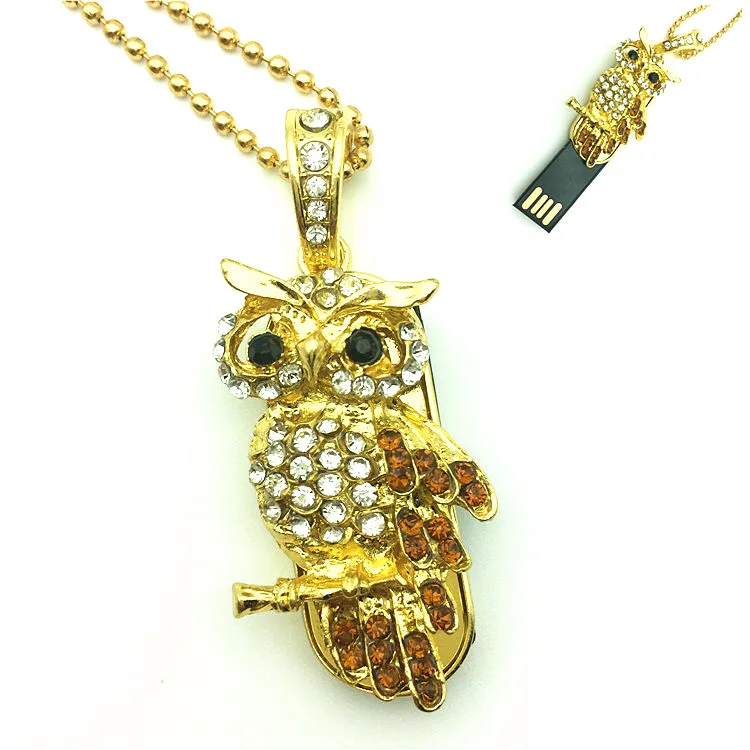 2017 Hot Sale USB Flash Drive Diamond Metal Material Owl Cartoon USB 2. ...
