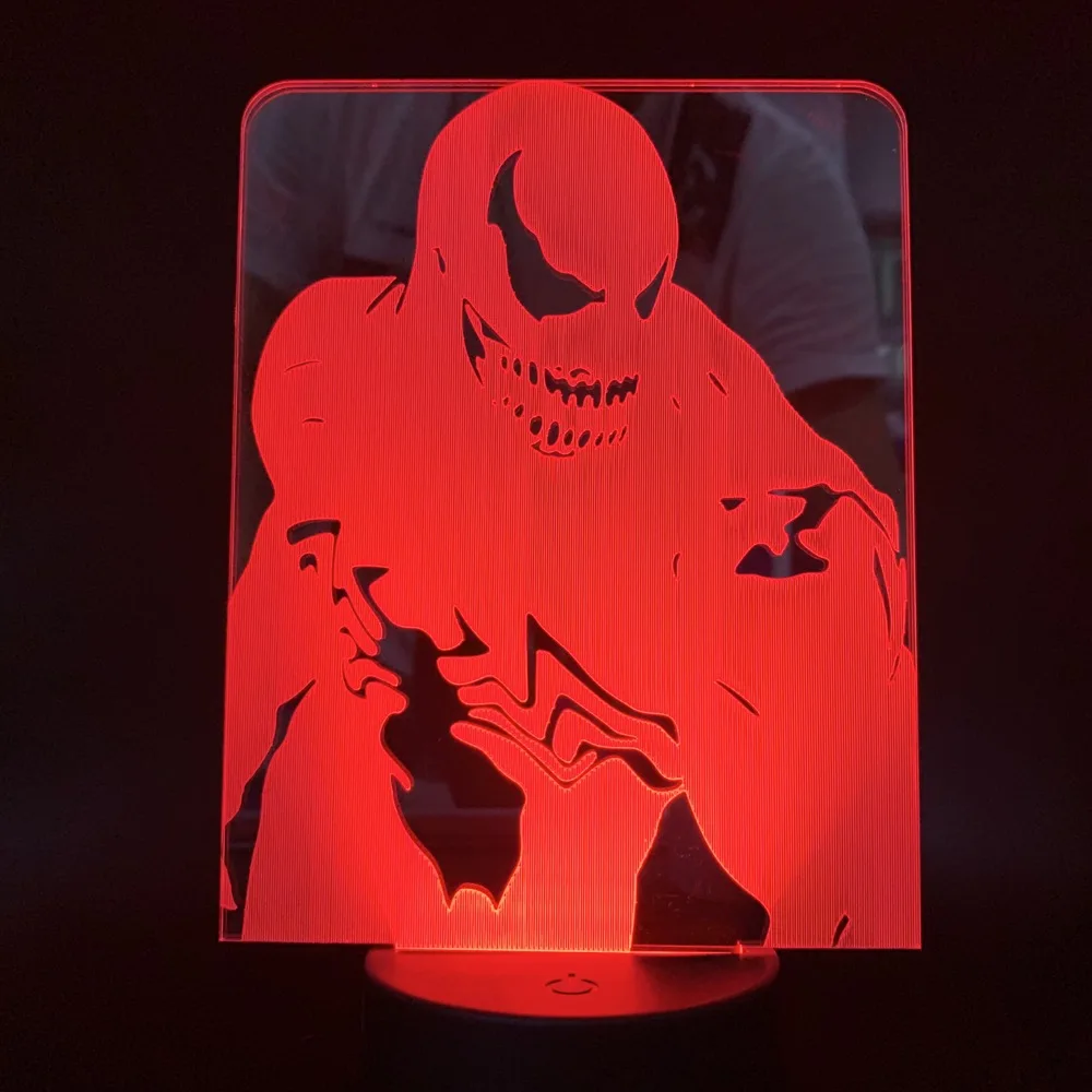 Led Night Light Venom Marvel Studios Eddie Brock Comics Hero Office 3d ...