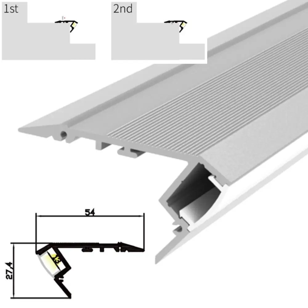 Profilé aluminium led pour escalier, couverture transparente ou ...