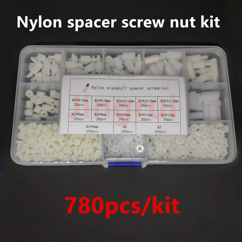780pcs M2 M2 5 M3 Female Male Hex Nylon Standoff Spacer Column For Pcb