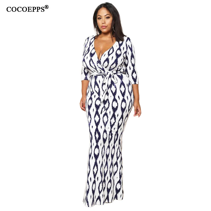 COCOEPPS 6XL Large Size Women Bodycon Bandage Beach Dress Sexy Floral ...