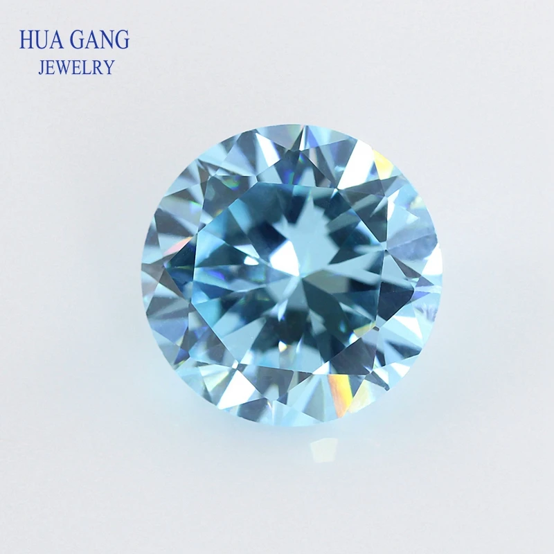 Light Sea Blue Round 0.8~15mm Cubic Zirconia Stone AAAAA Brilliant Cut ...