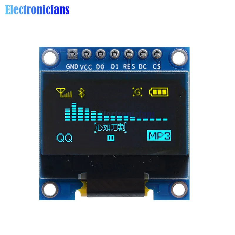 OLED LCD LED 디스플레이 모듈, 아두이노 IIC I2C DC 3V 5V SPI 직렬 모듈, 0.96 인치, 블루 옐로우 ...