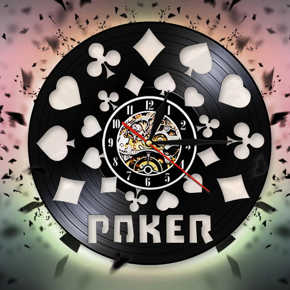 Poker Decorative Wall Clock Modern Design Vinyl Record Wall Clock 12 ...