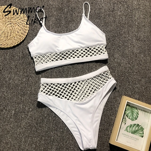 Mesh Brazilian Swimsuit Female Bathers High Waist Sexy Bikini 2019