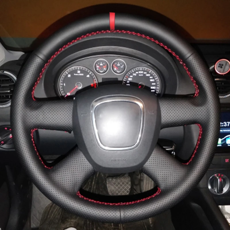 Huier Ручной Чехол рулевого колеса автомобиля красный маркер для Audi