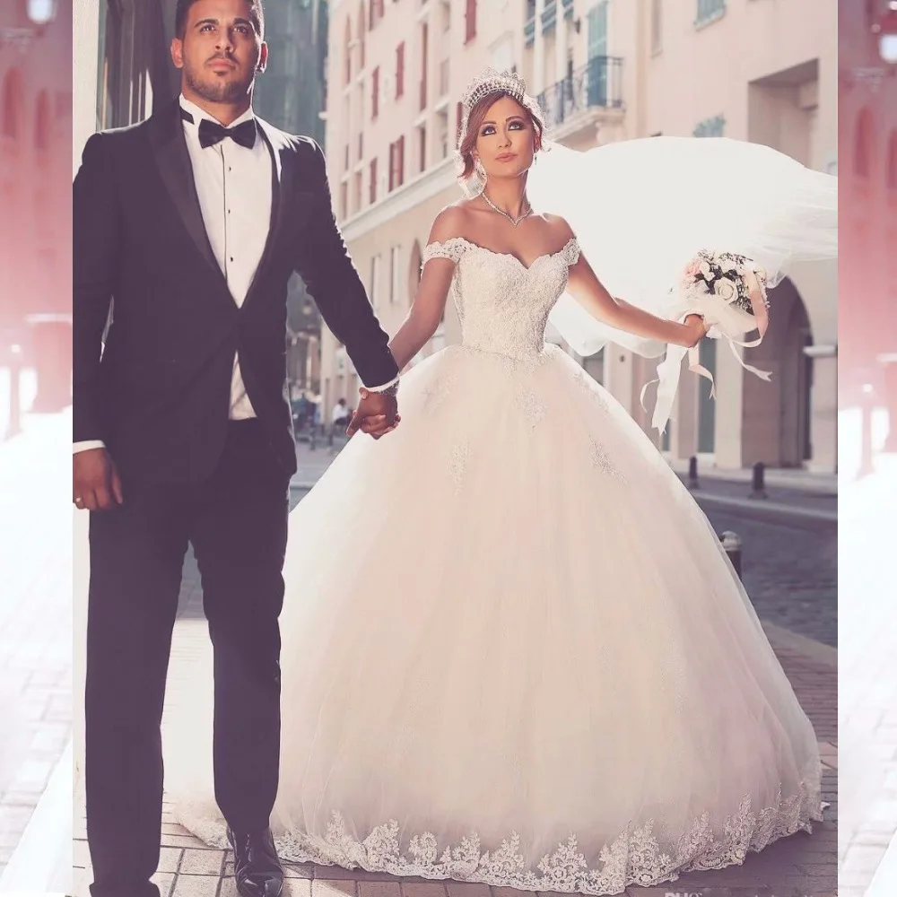 Vestidos elegantes de novia vestido de noiva bola fora do ombro ...