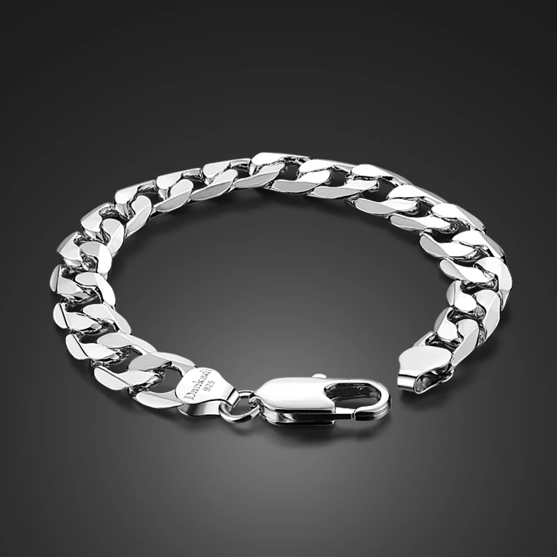 Men sterling silver bracelet 925 pure silver chain genuine solid silver ... Men sterling silver bracelet 925 pure silver chain genuine solid silver ...