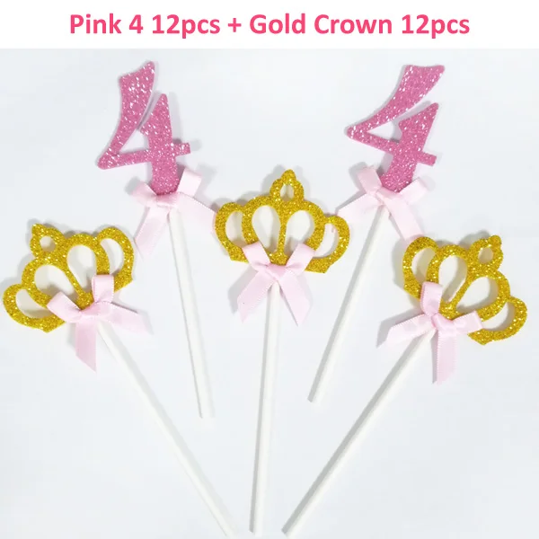 24 piezas brillo número 4 cupcakes Toppers bebé cuatro años de edad ...