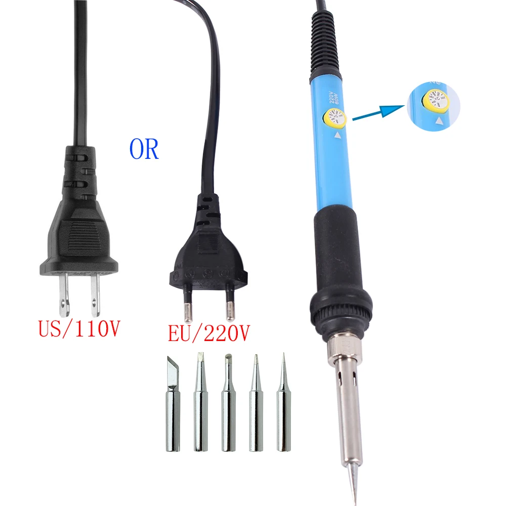 US 110V / EU 220V Plug 60W Electric Adjustable Temperature Welding ...
