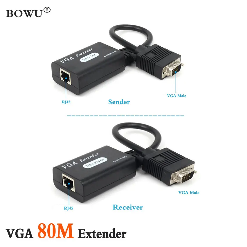 80M VGA Extender by Cat5e/6 VGA Male To Lan Cat5e Cat6 RJ45 Ethernet ...