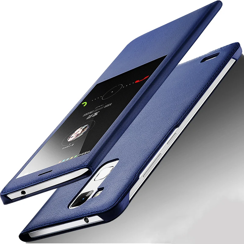 Big View Window Smart Case For Huawei Mate 7 Anti Knock Leather Flip ...