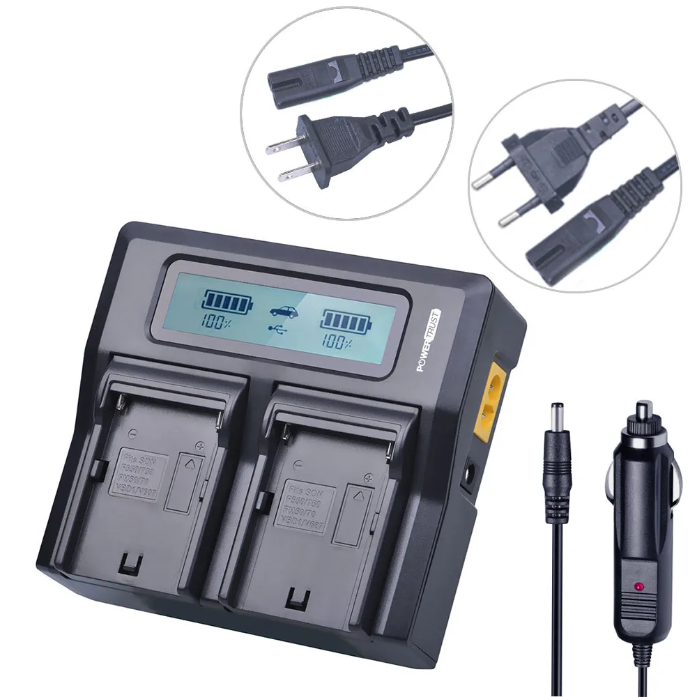 1x Np-f970 Np-f960 F970 F960 Lcd Rapid Dual Charger For Sony Np F960 F970 Batteries And F930 ...