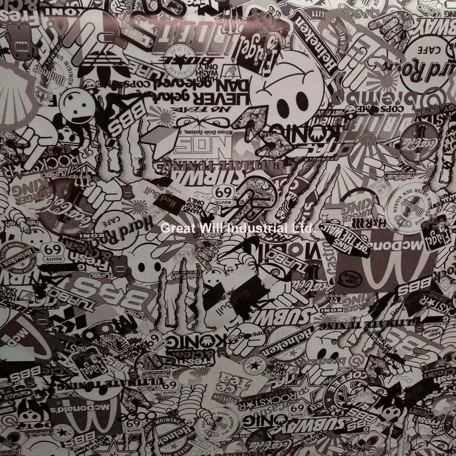 Sticker Bomb Wallpaper Black And White