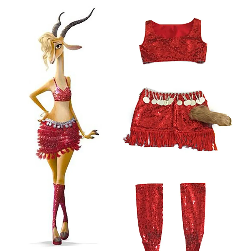 Kids Gazelle Costume 2016 Cartoon Movie Zootopia Cosplay Costume Red ...