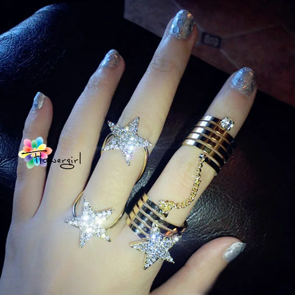 2016-New-Product-Fashion-Designs-Double-Star-Finger-Ring-Women-Chain ...