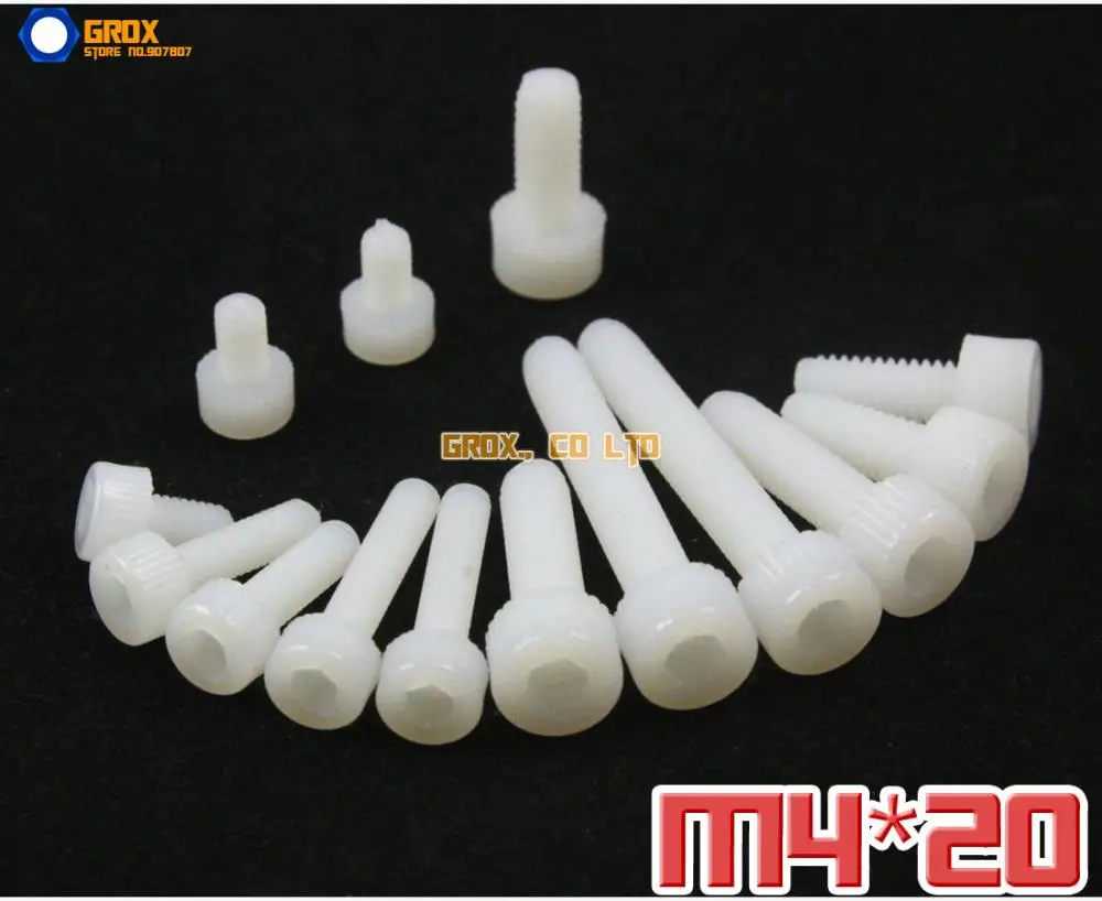 150 Pieces M4 X 20mm Nylon Allen Bolt Socket Cap Screws Hex Head Insulation Bolt - Screws ...