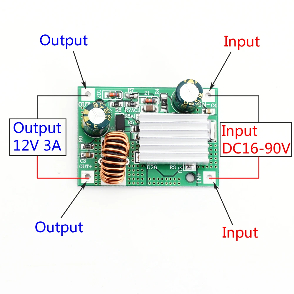 Buck Converter DC Step Down Module 24V 36V 48V 72V to 12V 3A Power ...