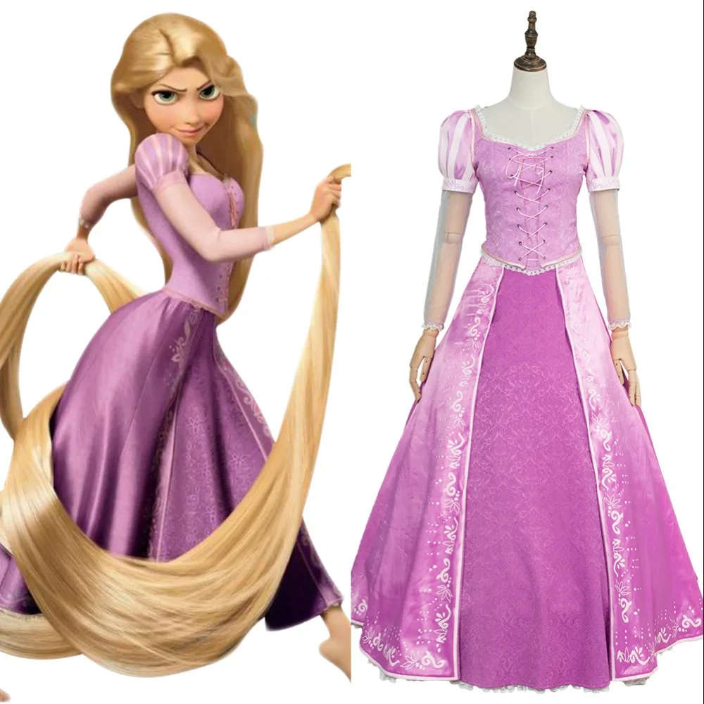 Movie Anime Tangled Princess Rapunzel Fancy Dress Gown Attire Vest ...