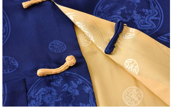 Kids Chinese Tradition Cloth Set Autumn Satin Embroidery Dragon Red ...