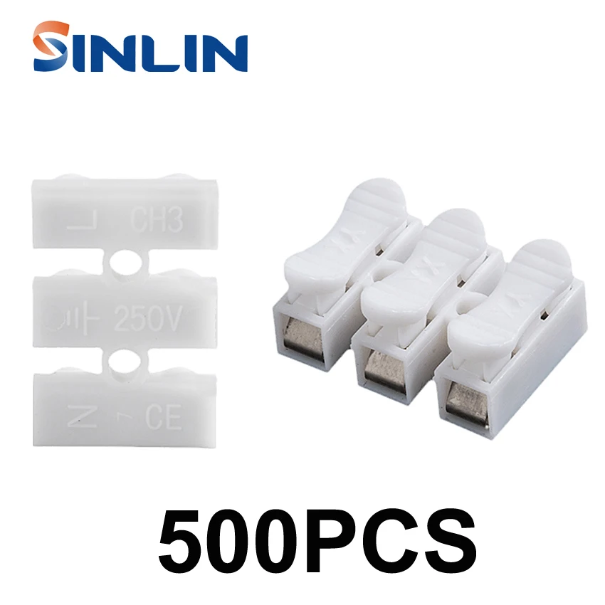 500pcs-CH-3-Spring-Wire-Quick-Connector-Splice-With-No-Welding-No ...