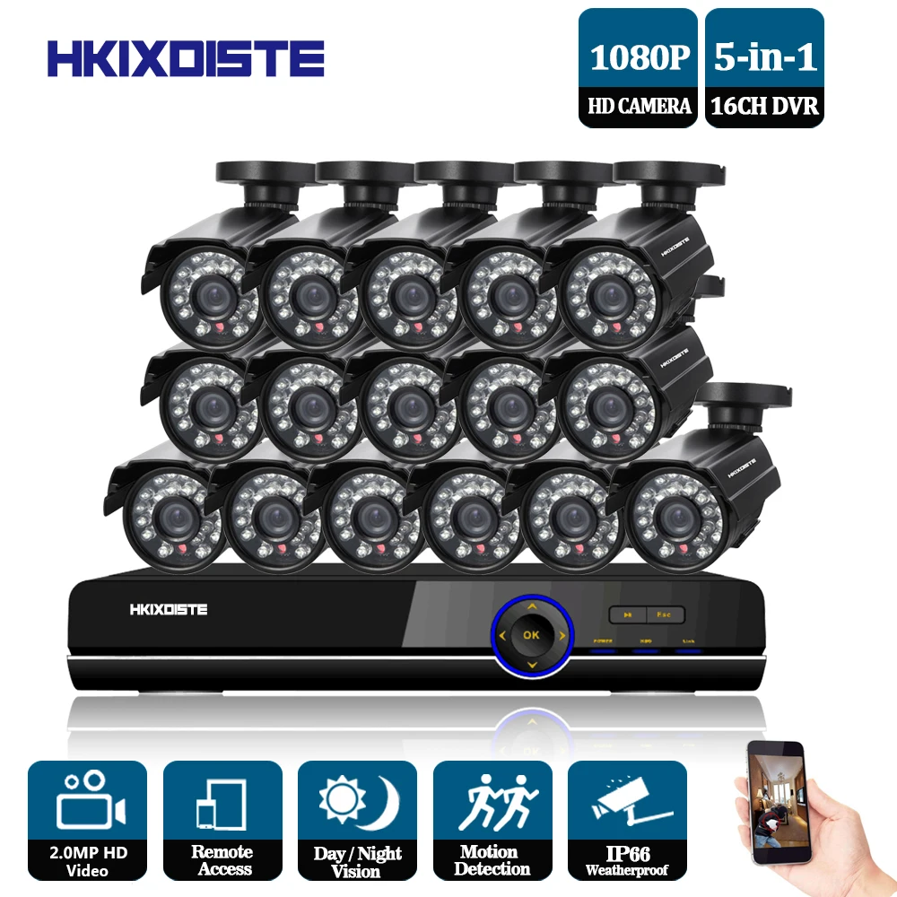AHD CCTV System 16CH AHD 1080P CCTV DVR Kit HDMI 1080P 3000TVL IR ...